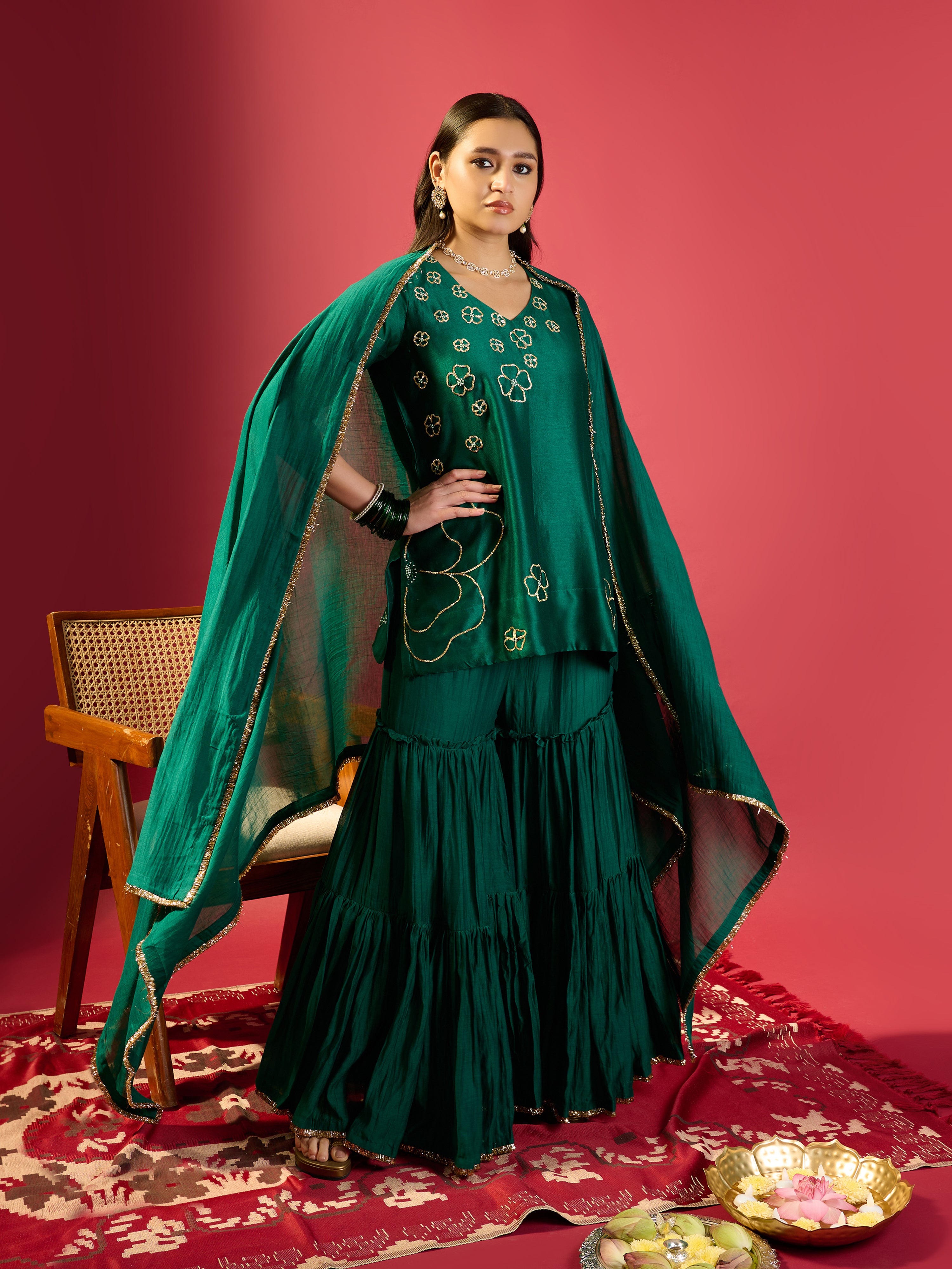 Rama Green Kurta With Garara Set – label.komalshah